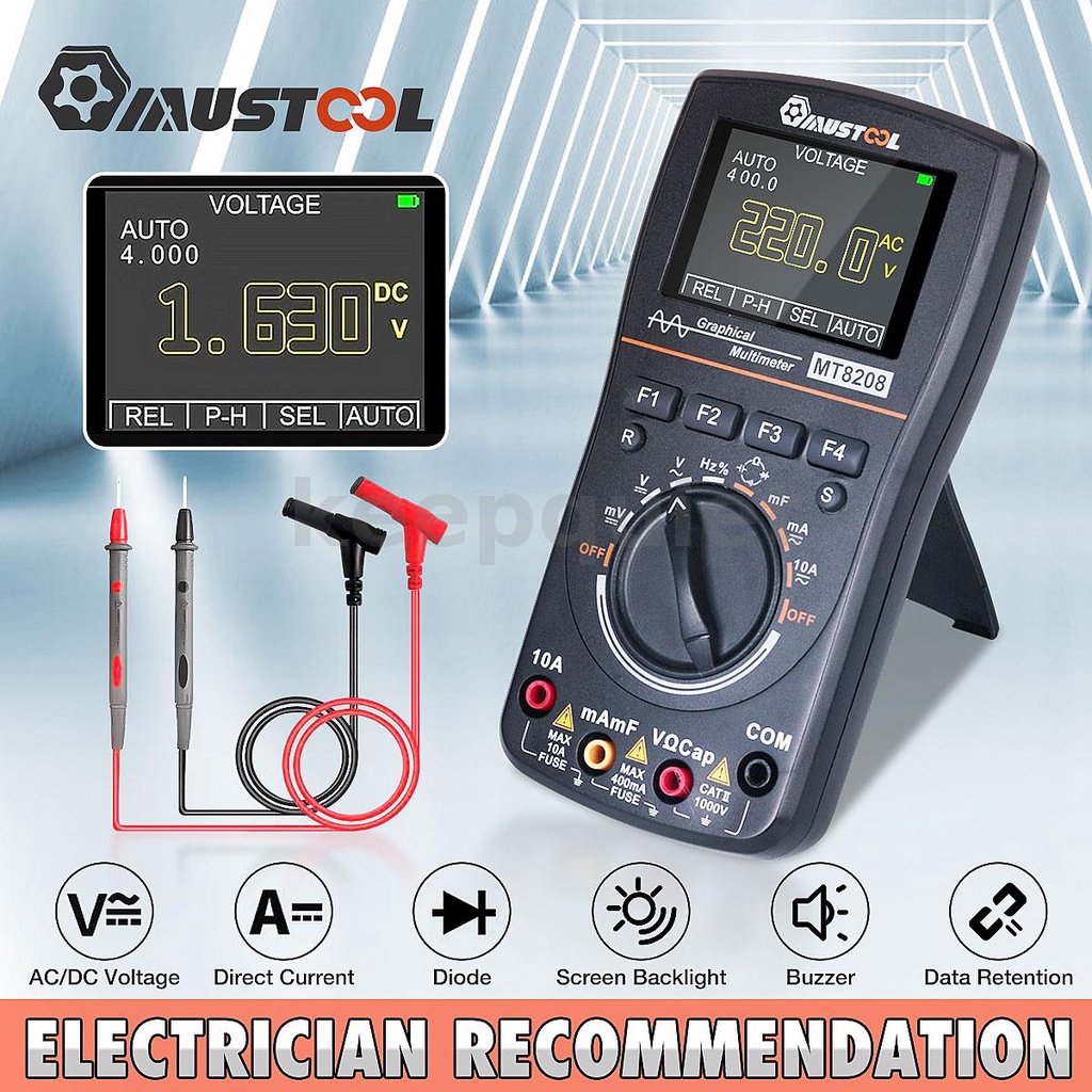MUSTOOL MT8208 ตัวเลขกราฟิกอัจฉริยะ SMultimeter ตาราง 2 สี 1 MHz ความ ...
