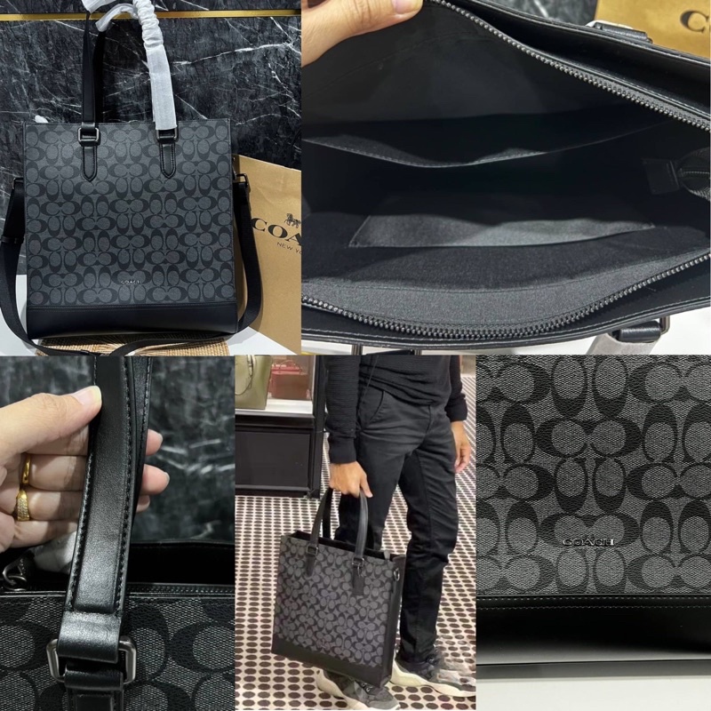 GRAHAM STRUCTURED TOTE IN SIGNATURE CANVAS WITH VARSITY STRIPE | Shopee ...