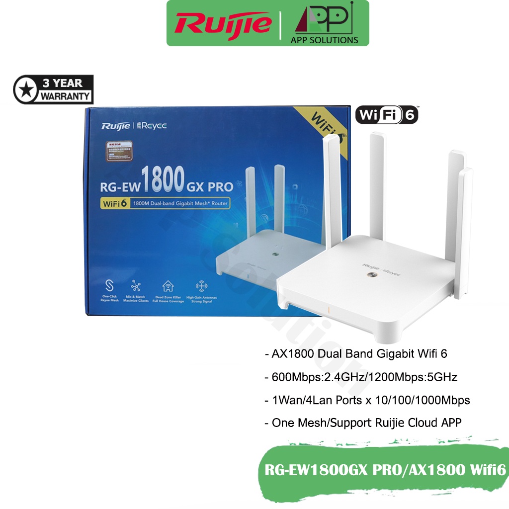 💥SALE💥REYEE Wi-Fi6 Mesh Router Dual-Band Gigabit รุ่นRG-EW1800GX PRO ...