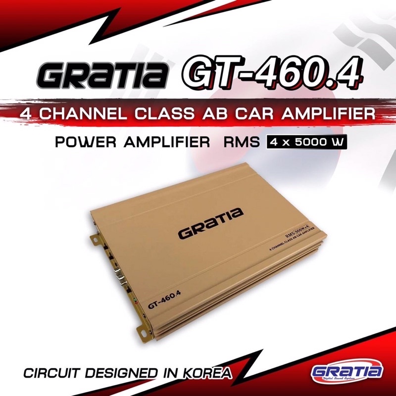 GRATIA เพาเวอร์แอมป์ AB/4CH เสียงดี แบรนด์ดัง รุ่นGT-460.4 5000W ของแท้ รับประกันจากศูนย์ ...