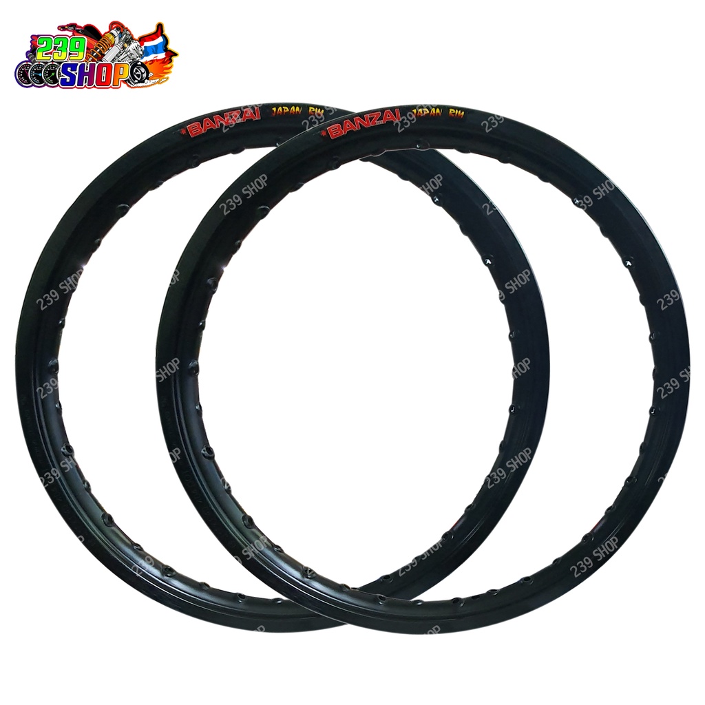 วงล้อ ล้อ17 ล้อโลขอบ17 BANZAI สีดำ 1.4-17 ล้อเรียบ 1 คู่ บันไซ ล้อ ...