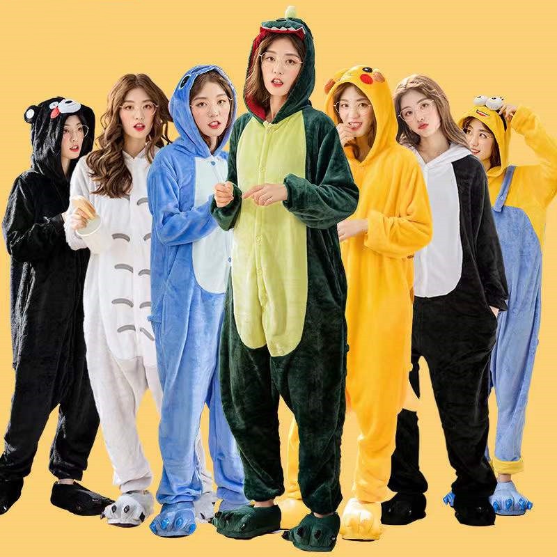 Kigurumi ไดโนเสาร์ Pikachu Onesies เด็ก เด็ก ชุดนอนผ้าสักหลาด จั๊มสูท ผู้หญิง ผู้ชาย ชุดนอน ...