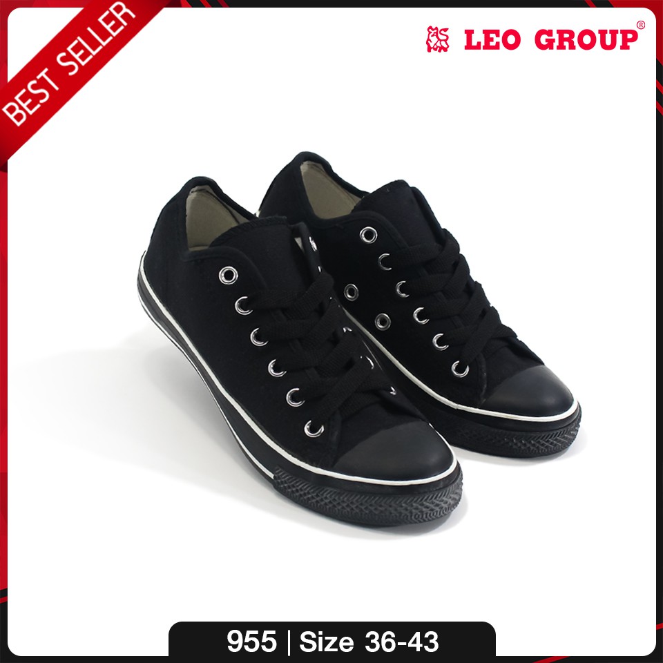 รองเท้าผ้าใบ รองเท้านักเรียนผูกเชือกผู้ชาย/ผู้หญิง ทรงสวย สวมใส่สบาย Leostar รุ่น 955 สินค้ามี ...