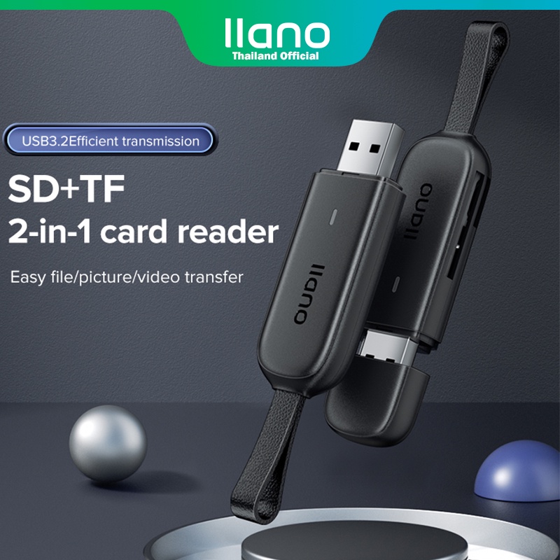 llano USB 3.2 Card Reader เครื่องอ่านบัตร 2-in-1 SD การ์ด TF การ์ดหน่วย ...