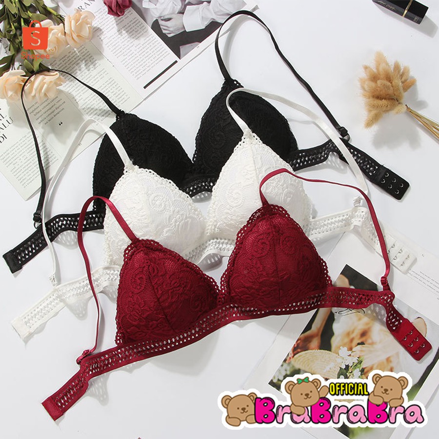 🧸💦𝑩𝒓𝒂𝑩𝒓𝒂𝑩𝒓𝒂⛱️🧸 #bra-061 บราลูกไม้ถัก ตะขอหลัง มี 3 สี | Shopee Thailand