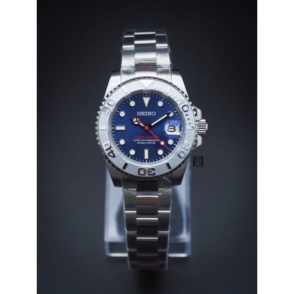 Seiko Mod Blue Yacht Master with Red Hand (Yacht Edtion) | Shopee Thailand