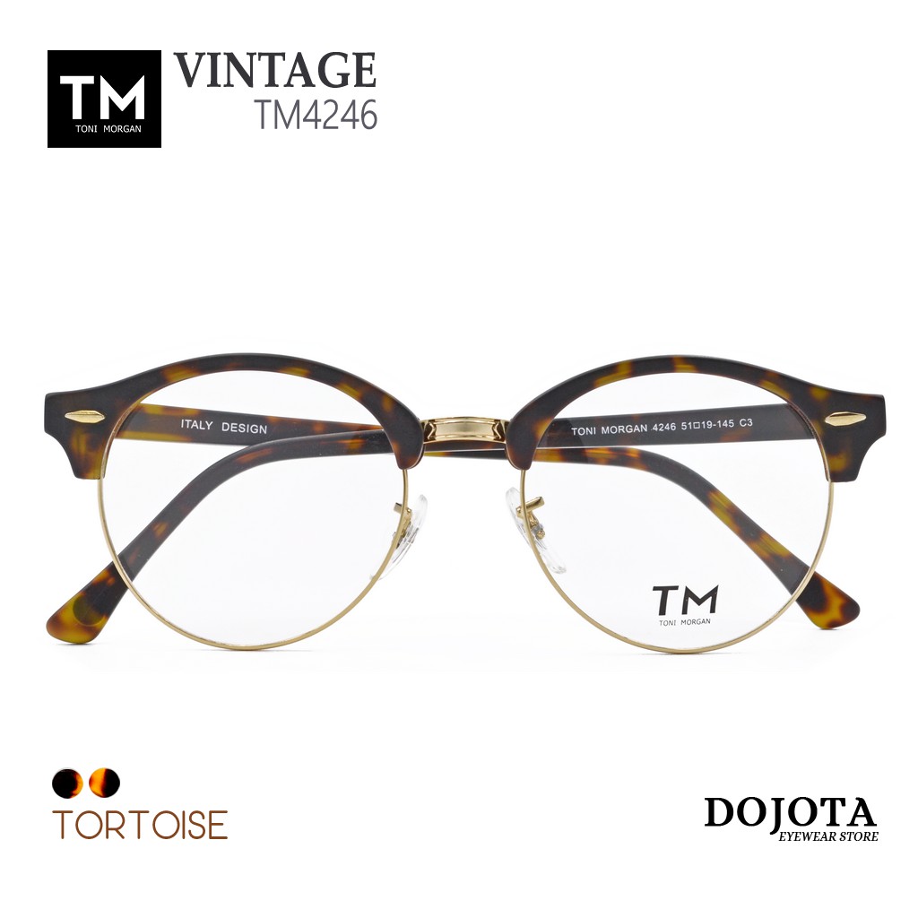 กรอบแว่นตาวินเทจ ทรง Round Clubmaster สีกระ Toni Morgan รุ่น TM4246 ...