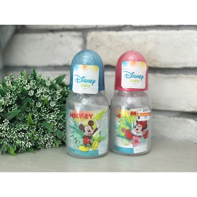 ขวดนมมิกกี้เม้าส์ มินนี่เม้าส์ Disney ลิขสิทธิ์แท้ ทรงตรง ขนาด 4