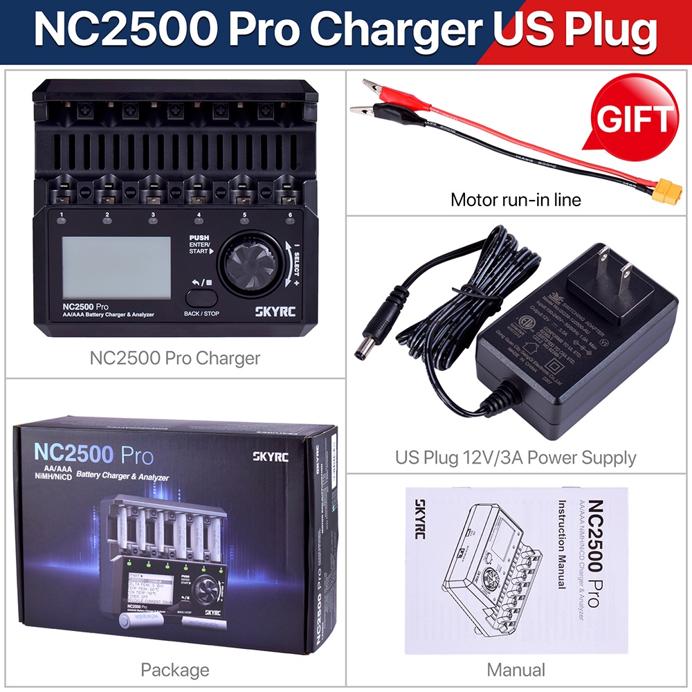 SKYRC NC2500 Pro NiMH NiCd Battery QC3.0 Charger for AA AAA ...