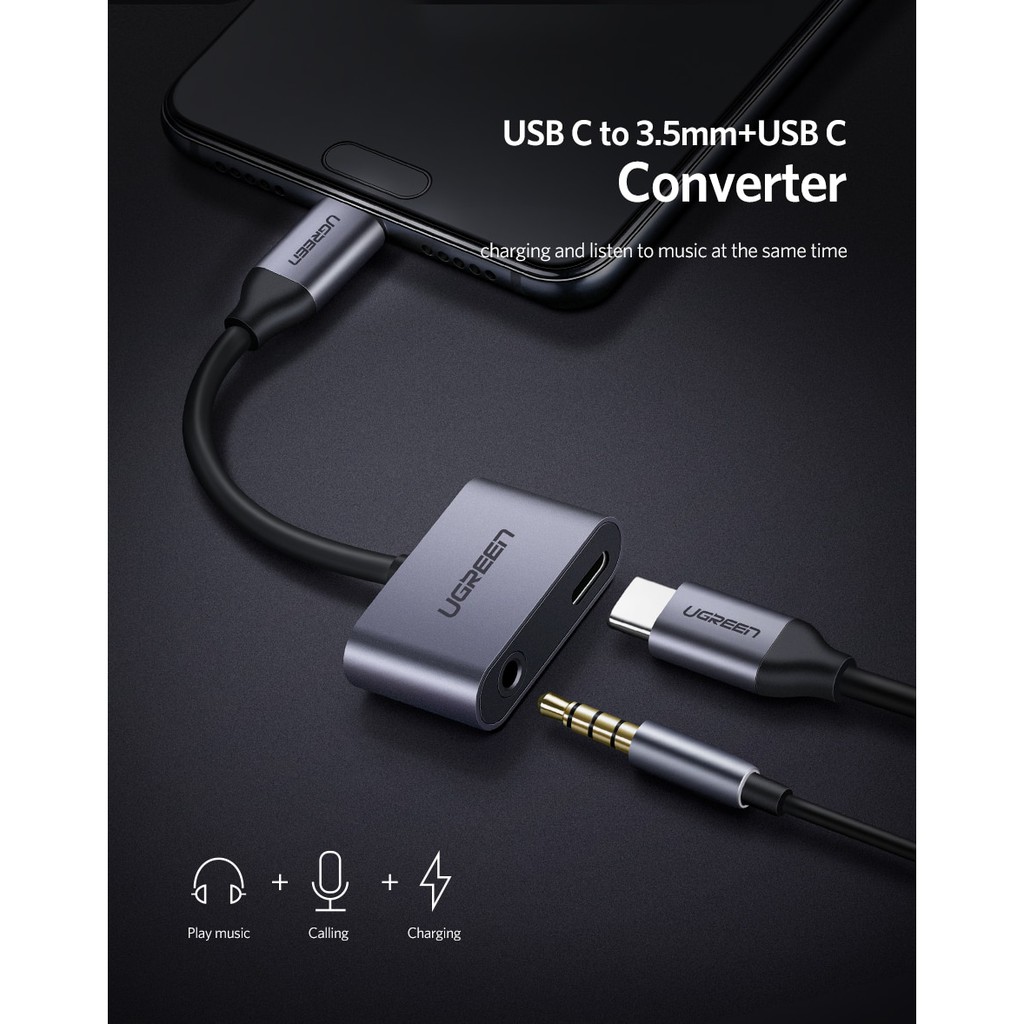 Ugreen USB C to Jack 3.5 Type C Cable Adapter For Huawei P20 Pro Xiaomi ...