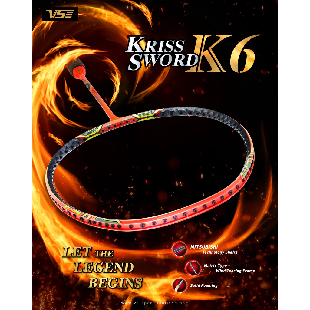 ไม้แบดมินตัน VS Kriss Sword K6 R (รุ่นใหม่ สีส้มเฉิดฉาย ใหม่ล่าสุด ปี ...