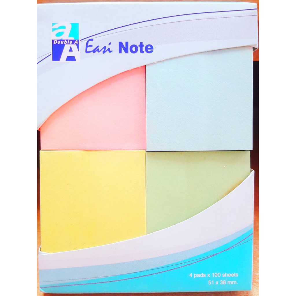 โพสต์อิท อินเด็กซ์โน้ต Double A Easi Note 51*38 mm. (1ห่อ มี 4 สี100 ...