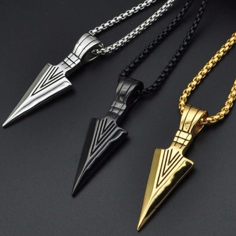 สร้อยคอ พร้อมจี้ Arrow Head Pendant Long Chain Necklaces Mens Necklaces ...