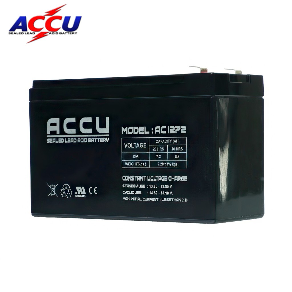 ACCU Battery 7.2Ah 12V สำหรับเครื่องสำรองไฟฟ้า UPS (By CKT) | Shopee ...