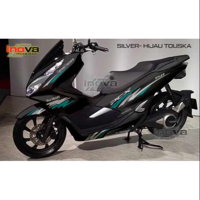 Hitam สติ๊กเกอร์ตัด Honda pcx black striping turquoise - สีเงิน วัสดุใน ...