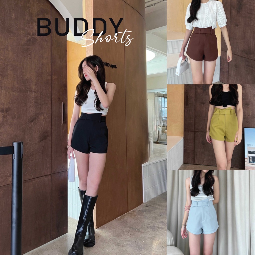 GALSWEARON | BUDDY Shorts กางเกงขาสั้นเอวสูงขาเว้า | Shopee Thailand