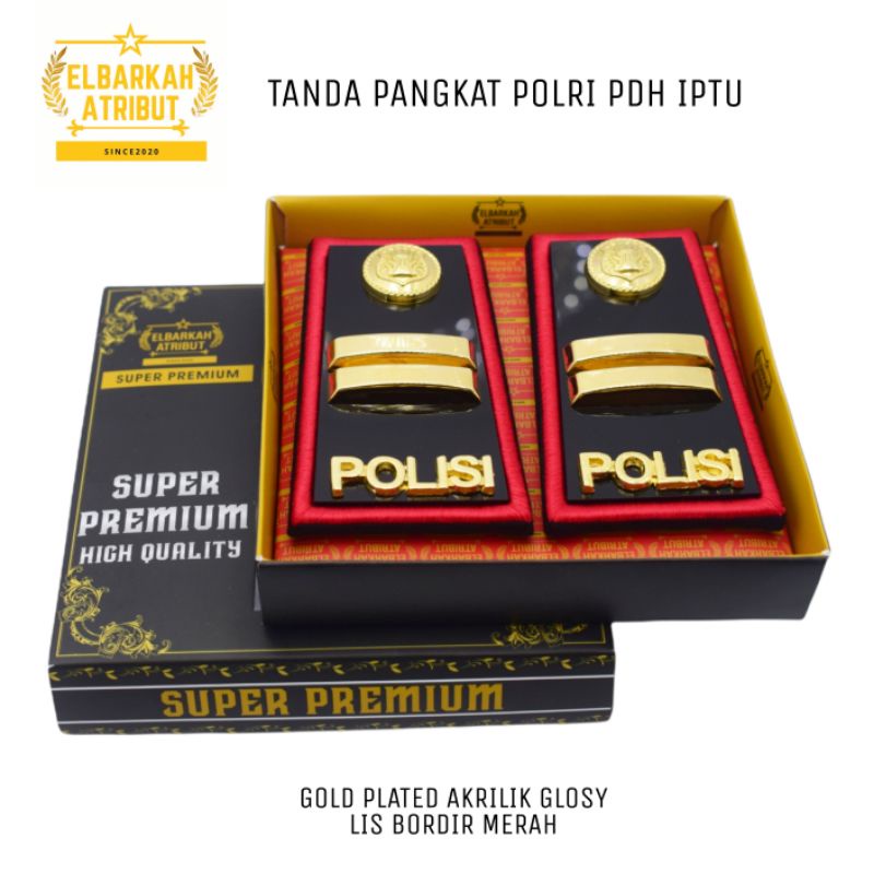 Merah Police / POLRI RANK PDH IPTU GOLD PLATED GLOSSY RED EMBROIDERED ...