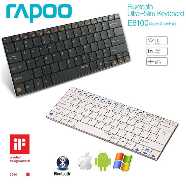 Keyboard ไร้สาย Rapoo Ultra-Slim E6100 สำหรับ Smartphone , Tablet (มีแป้นภาษาไทย) | Shopee Thailand