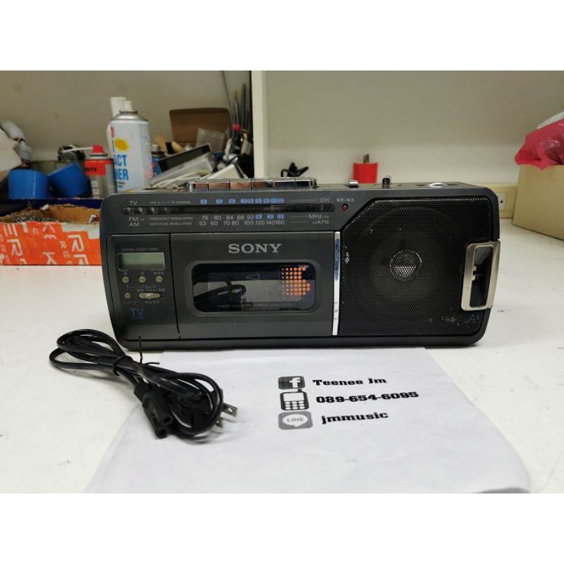 SONY CFM-140II [220V]เครื่องเล่นเทป+วิทยุหูหิ้ว ใช้งานเต็มระบบ[มีนาฬิกา ...