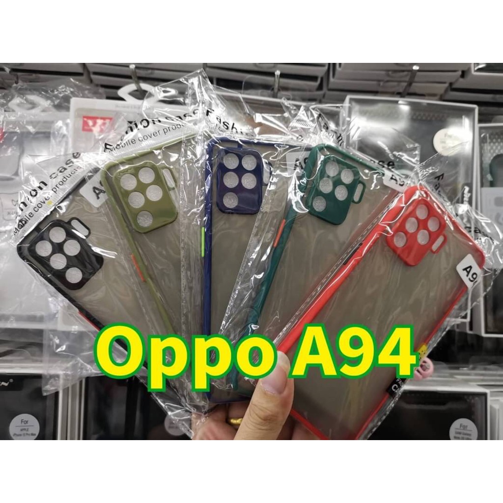 OPPO A94 Case ขอบสี ฝาหลัง แบบขุ่น คลุมครอบเครื่อง กันกระแทก (ของแท้100 ...