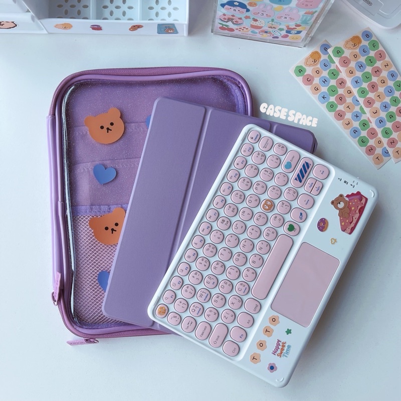 PU SET สุดคุ้ม เคสไอแพด คีย์บอร์ดบลูทูธ กระเป๋าไอแพด Free สติ๊กเกอร์ ...