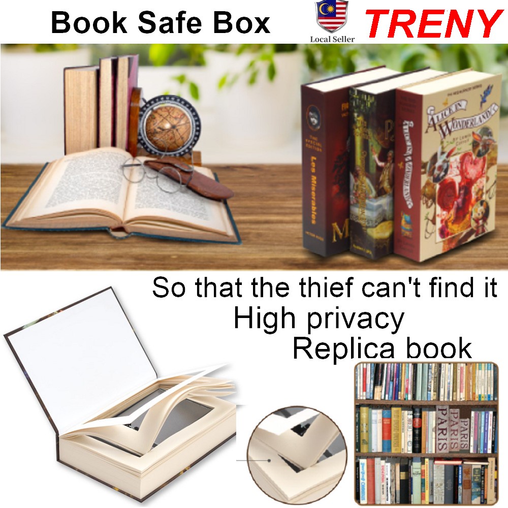 Treny Secret Safety Box Book Safe Passcode Hidden Storage Anti Theft ...