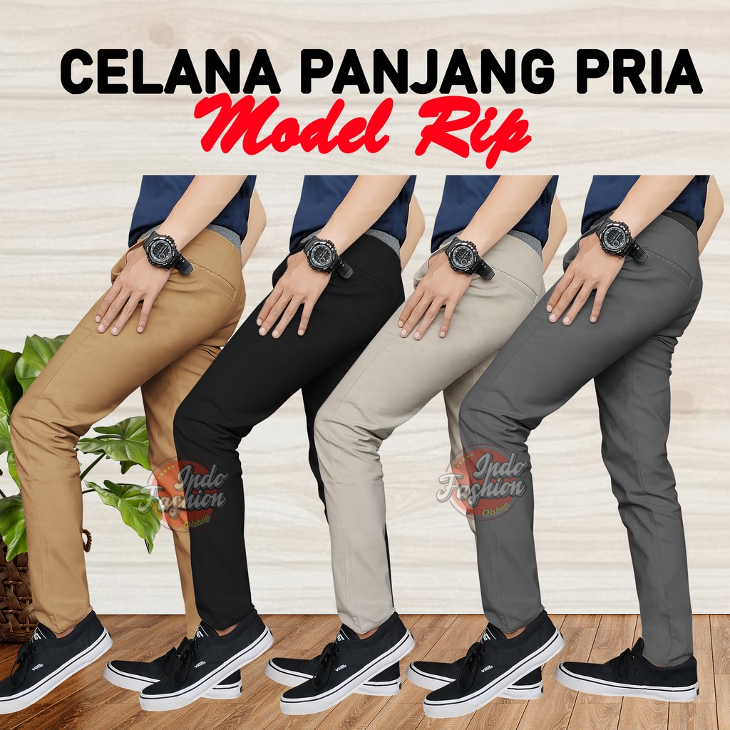 กางเกง Rip Chinos เอวยางยืดผู้ชาย ไซส์ 27 - 38 | Shopee Thailand