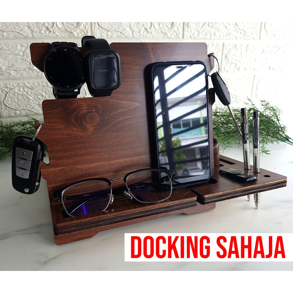 Dark/cherry WOOD (NO ENGRAVE)- Docking Station for men/tempat leak ...