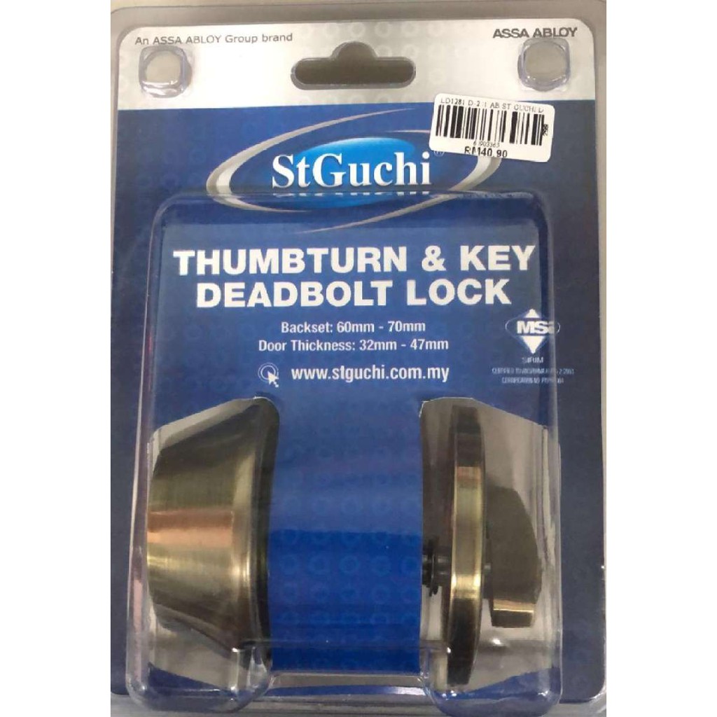 St Guchi D281 Thumbturn & Key Deadbolt Lock (Antique BRASS- Ab ...