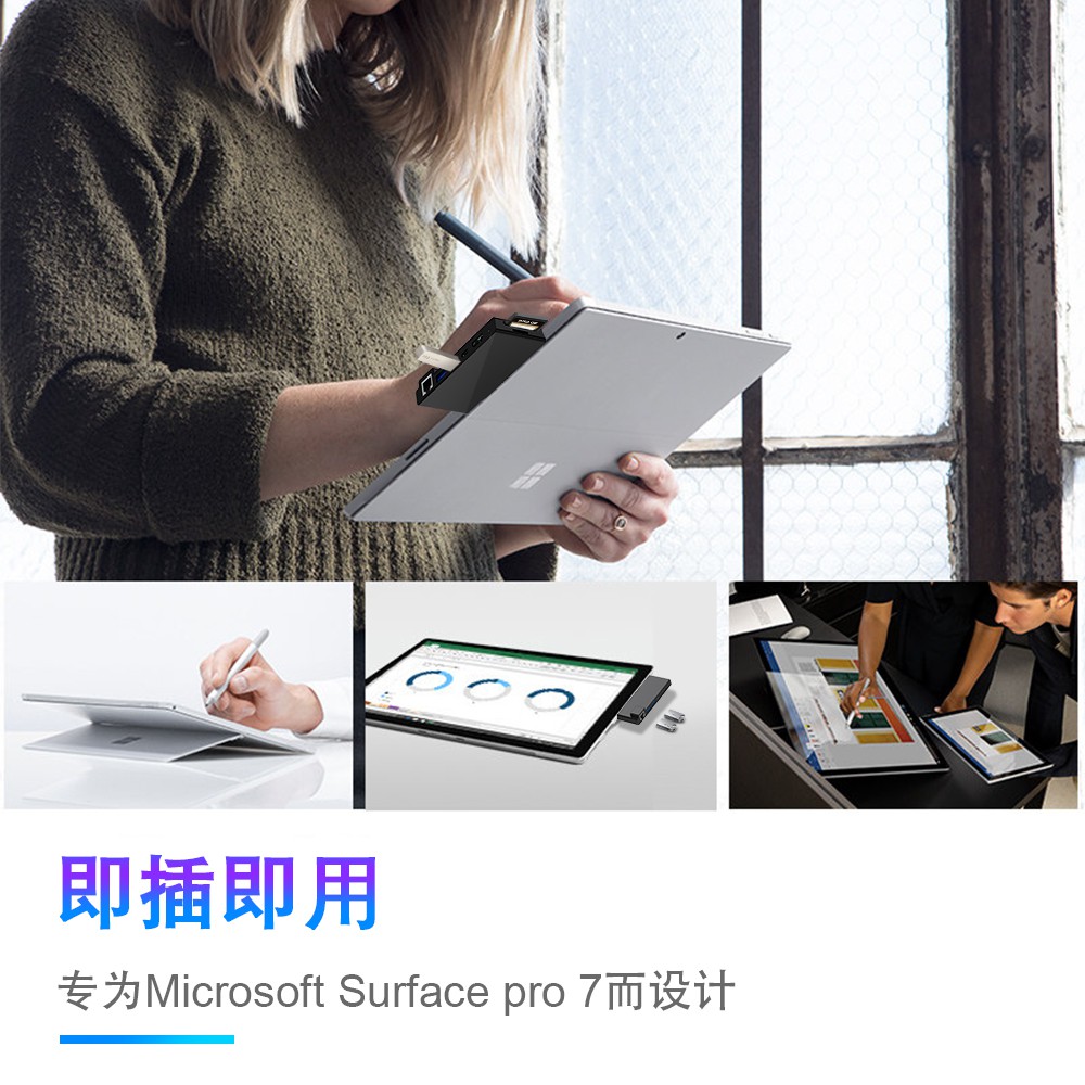 ⊕ Microsoft Surface Pro7 converter แท่นวาง USB 3.0 เครื่องอ่านการ์ด ...