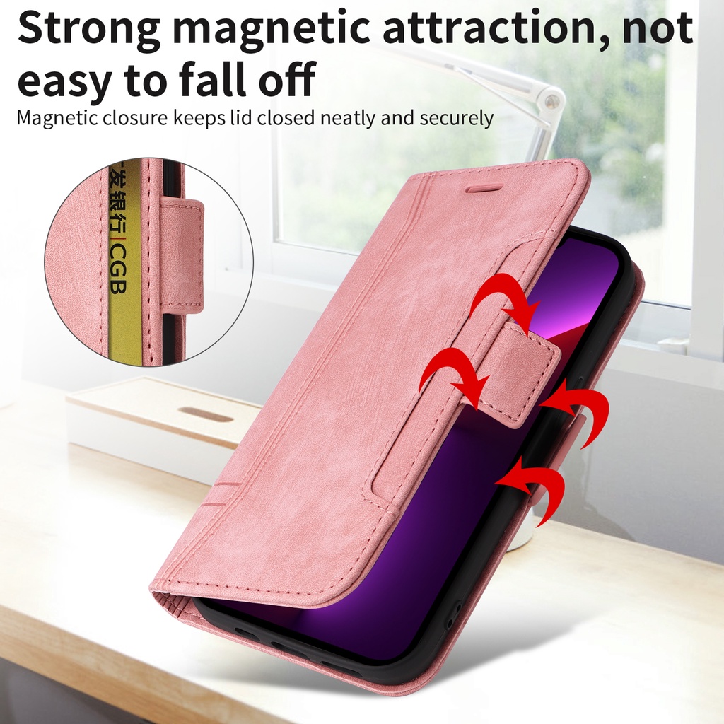 เคสโทรศัพท์มือถือหนัง ผิวด้าน ฝาพับแม่เหล็ก พร้อมช่องใส่บัตร หรูหรา ...