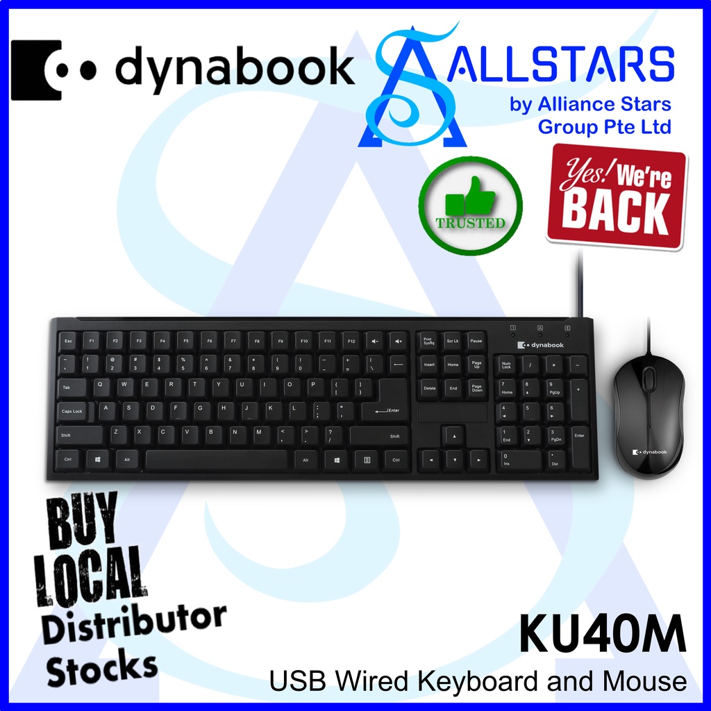 Dynabook KU40M / PA5360L-1TE KU40 คีย์บอร์ด USB แบบมีสาย + U20 เมาส์ USB แบบมีสาย (รับประกัน 1 ...