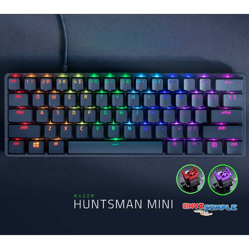 Razer Huntsman Mini RGB Gaming Keyboard Optical Switch (Keycaps / Black ...