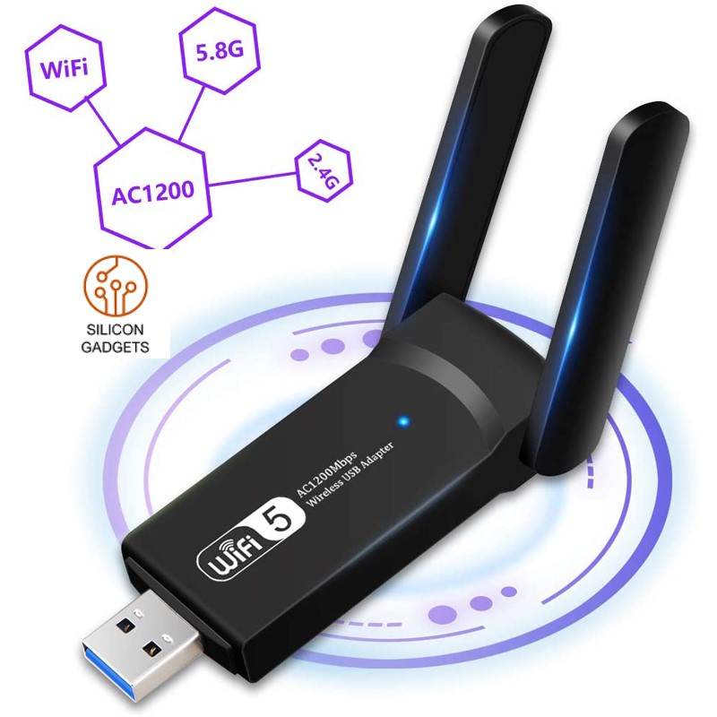 USB WIFI 5G + 2.4G ตัวรับสัญญาณไวไฟ USB 3.0 AC1300 Adapter Win 10/11 ...