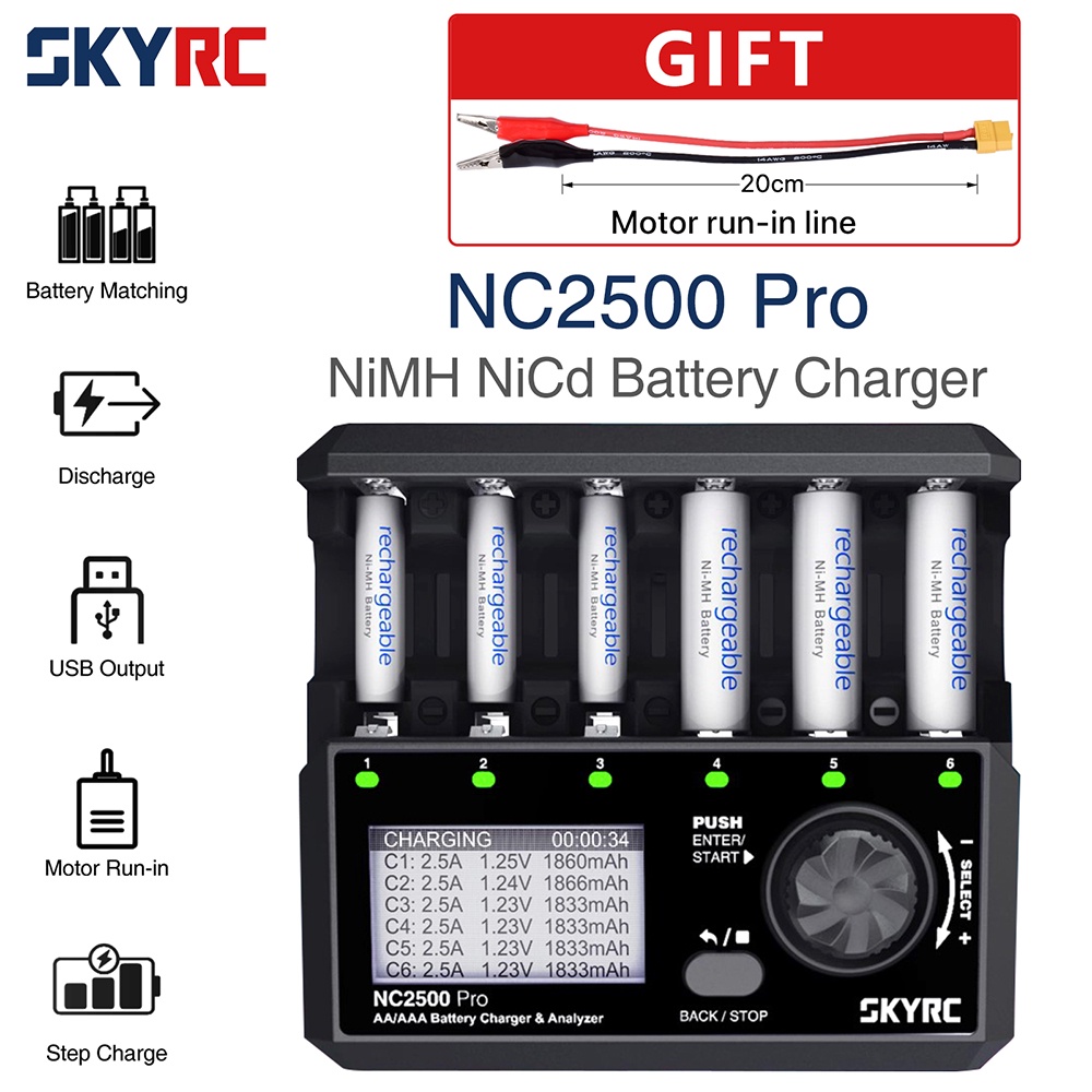 SKYRC NC2500 Pro NiMH NiCd Battery QC3.0 Charger for AA AAA ...
