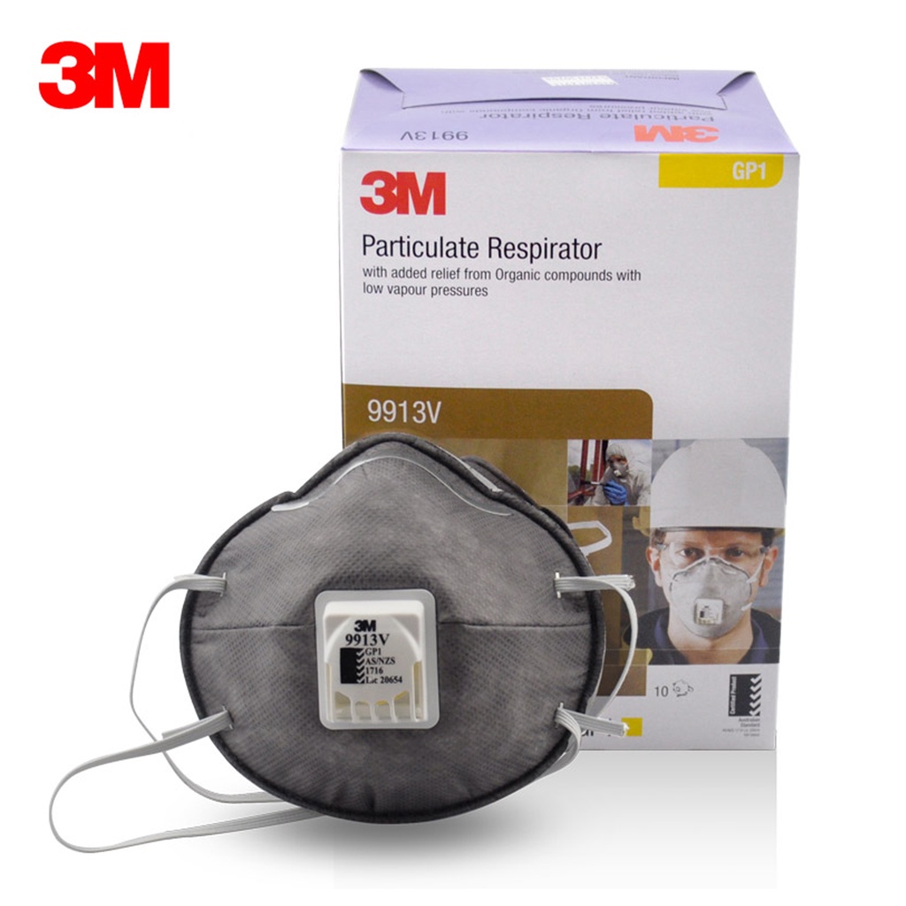 3M 9913V P1 หน้ากากกันฝุ่นไอระเหยมีวาล์ว แบบสวมศรีษะ (10ชิ้น/กล่อง) | Shopee Thailand