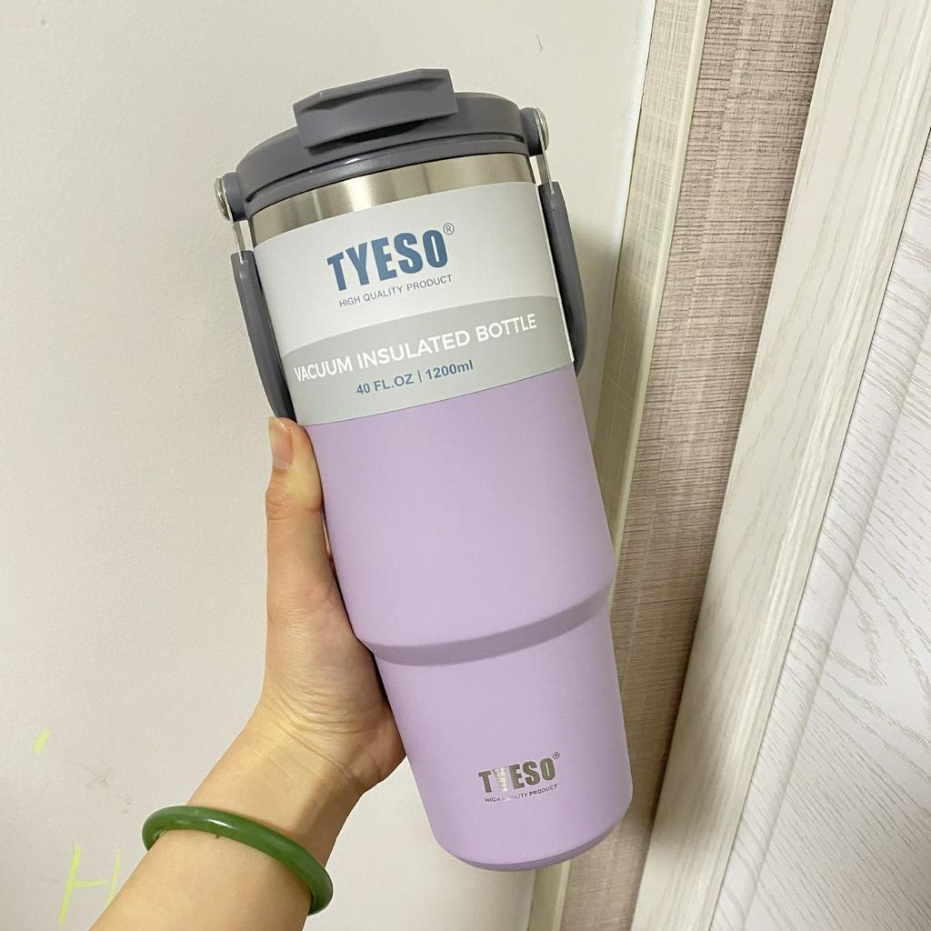 (ของแท้) แก้วเก็บความเย็น Tyeso แบบใหม่มีที่จับ หูหิ้ว แก้วกาแฟ แก้วสแตนเลส304 600ml/750ml/900ml ...