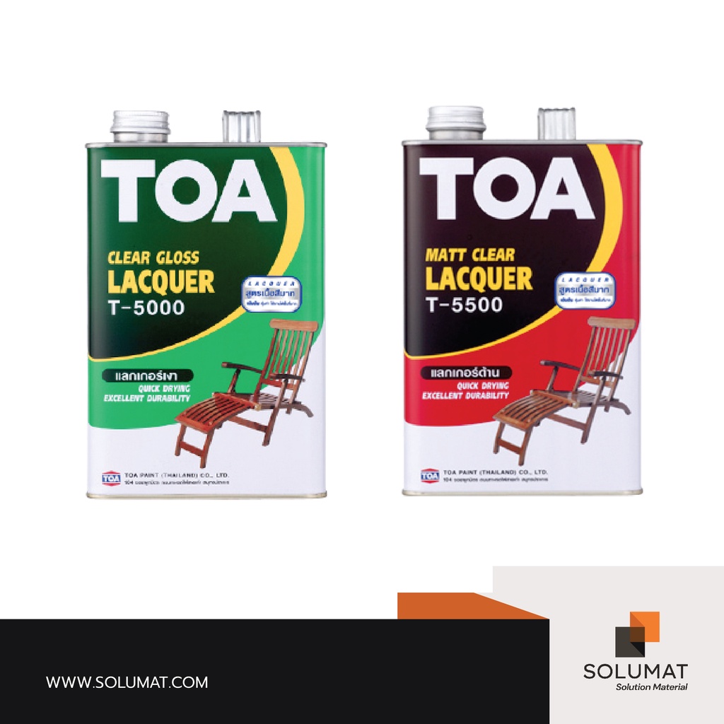 แลคเกอร์ TOA CLEAR LACQUER ชนิดเงา T-5000 และ ชนิดด้าน T-5500 ขนาด 1/4 แกลลอน (0.946ลิตร) และ ...