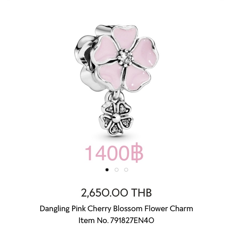 Pandora Dangling pink cherry blossom charm | Shopee Thailand