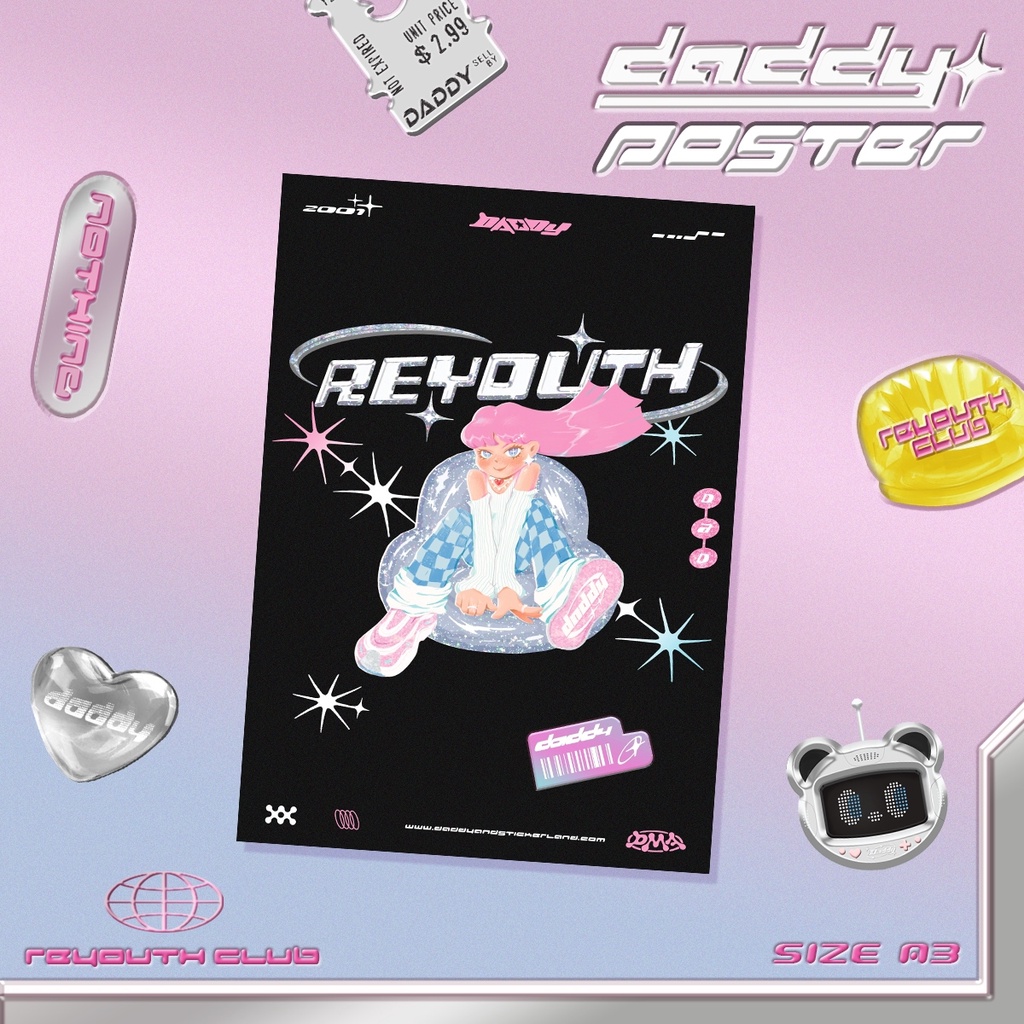 DADDY | Y2K 2001 Poster A3 โปสเตอร์สุดน่ารัก | Shopee Thailand