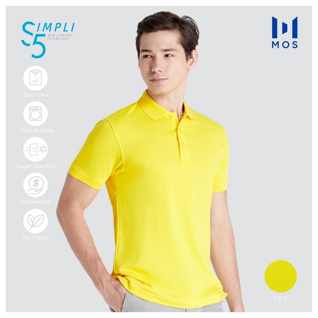 MOS เสื้อโปโลชาย คอปกแขนสั้น รุ่น SIMPLI5 ผ้าเบอร์ 5 ยับยาก ไม่ต้องรีด ...