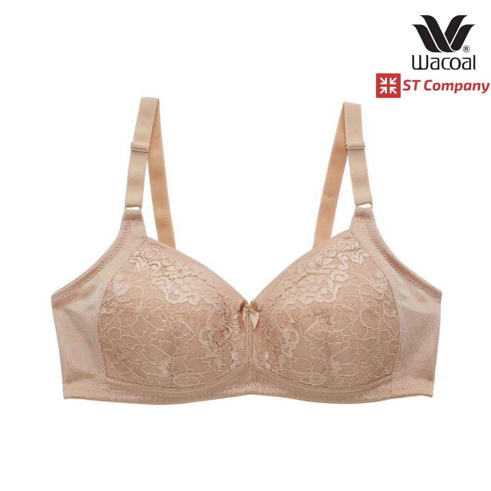 Wacoal Basic Bra สีเนื้อ (NN) เต็มทรง ไม่มีโครง เสริมฟองบาง รุ่น WB9M09 แต่งลูกไม้ ตะขอ 3 แถว ...
