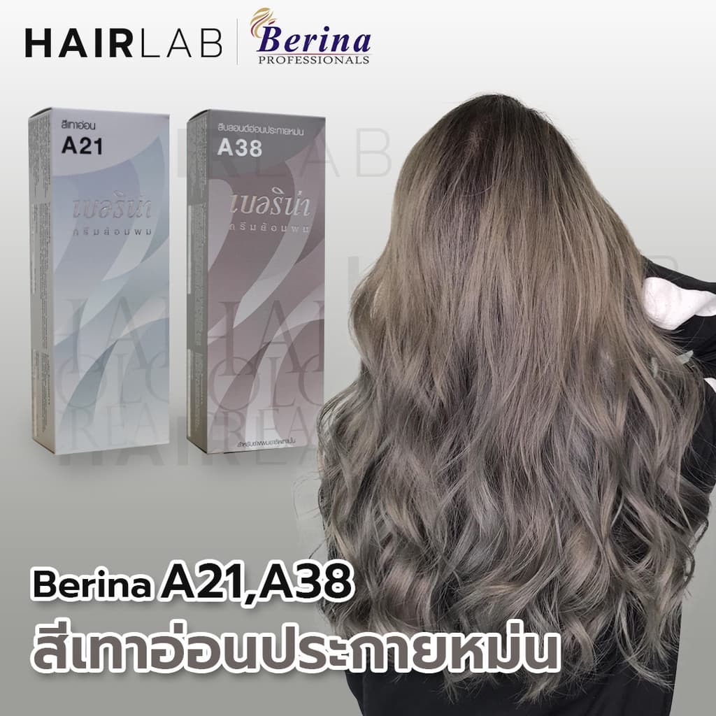 พร้อมส่ง เซตสีผมเบอริน่า Berina Set A21+A38 สีเทาอ่อนประกายหม่น ใช้ 2 สีผสมกัน | Shopee Thailand