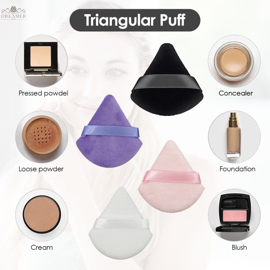 【DREAMER】Pack of 12 Triangle Puffs, 4 Colors Washable Makeup Puff Wet ...