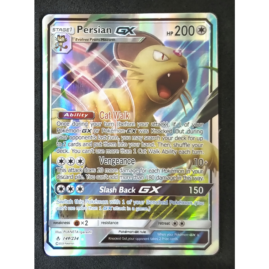 Persian GX Card 149/234 เปอร์เซียน Pokemon Card Gold Flash Light ...