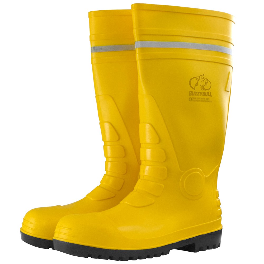 YELLOW SAFETY BOOT 38 cm รองเท้าบูทยาง หัวเหล็ก พื้นเหล็ก บนเหลืองพื้น ...
