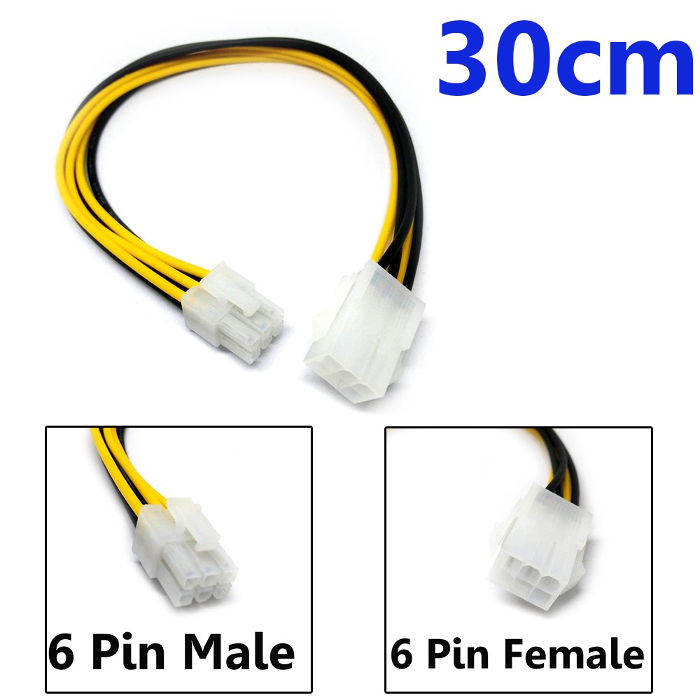 6 Pin Male To 6 Pin Female PCI Express Power Converter Cable Video ...