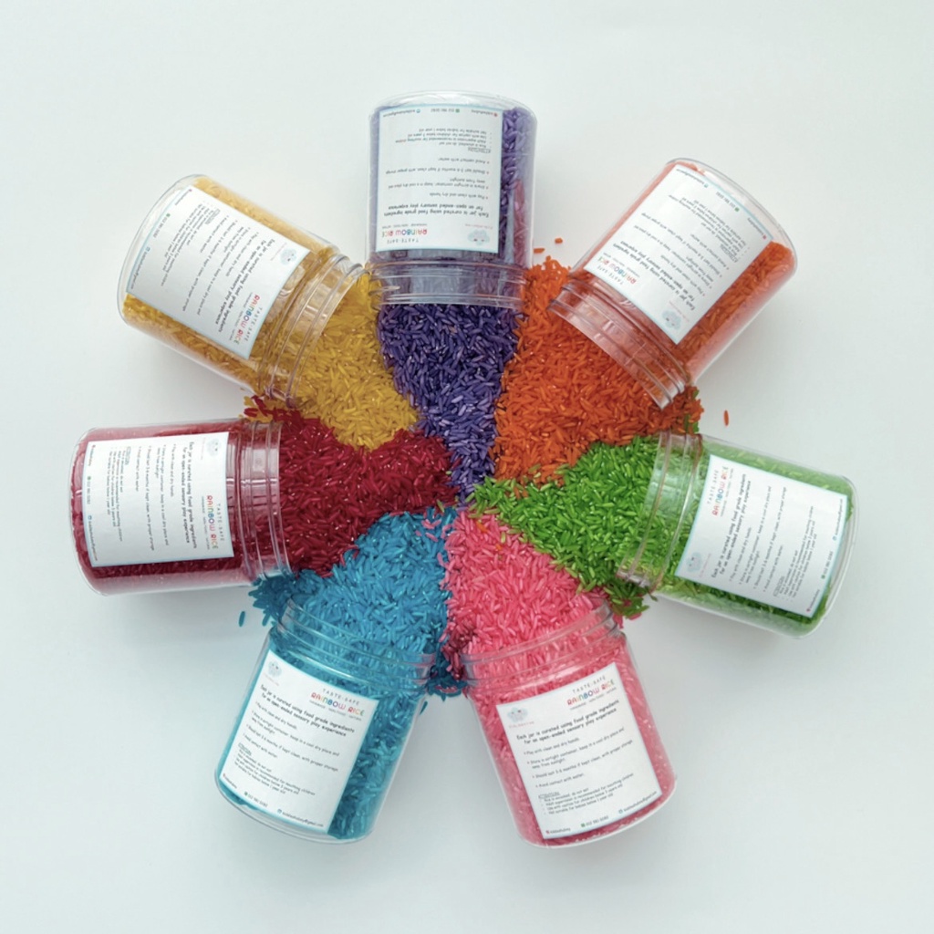 Messy PLAY KIT - RAINBOW RICE กระปุกจิ๋ว 250 กรัม (คละสี) | Shopee Thailand