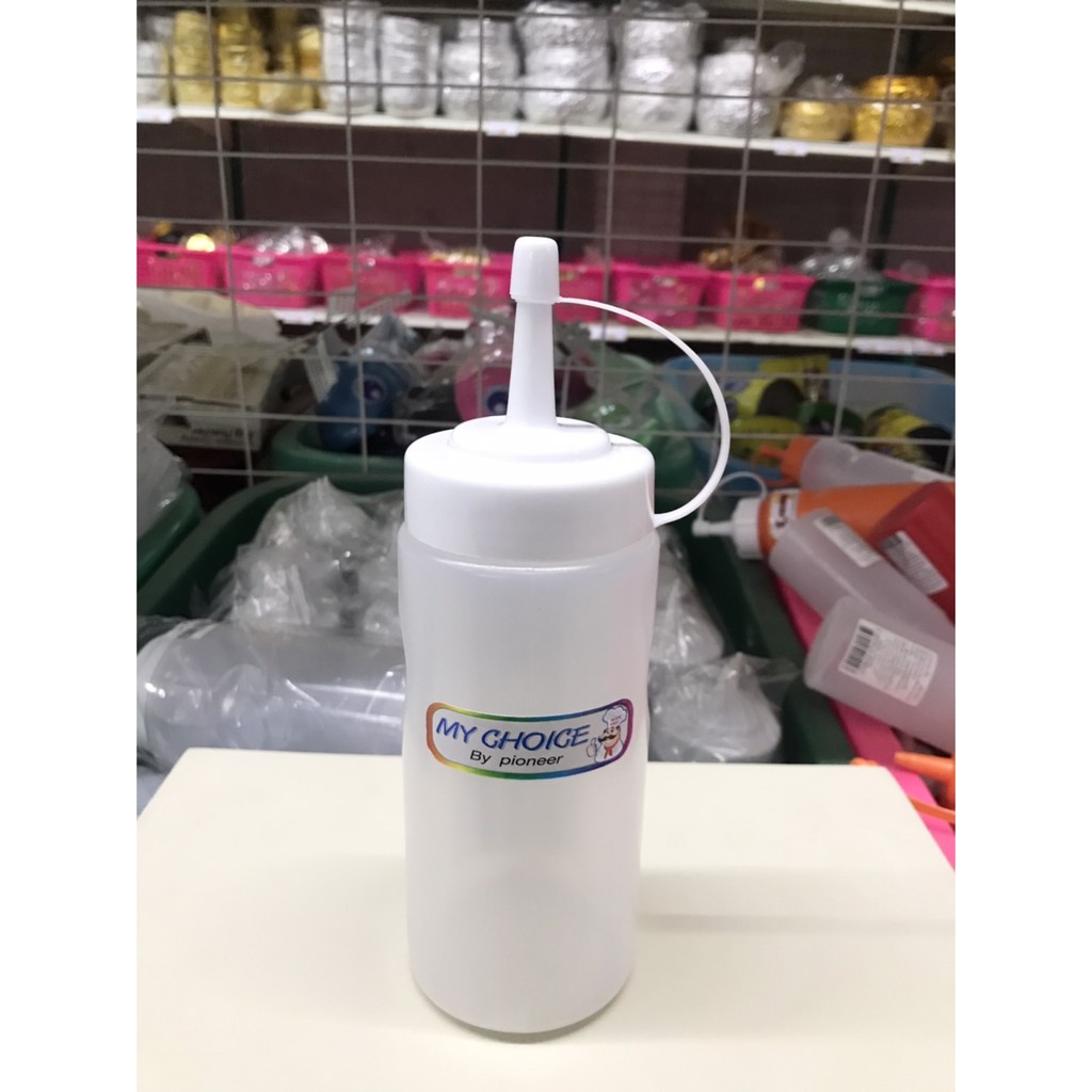 ขวดซอสสีใส ขวดซอสบีบมือสูง 1 รู ฝาปิด สีขาว PINONEER (PNB) ขนาด 500ml. / 700ml. / 900ml. / 950ml ...