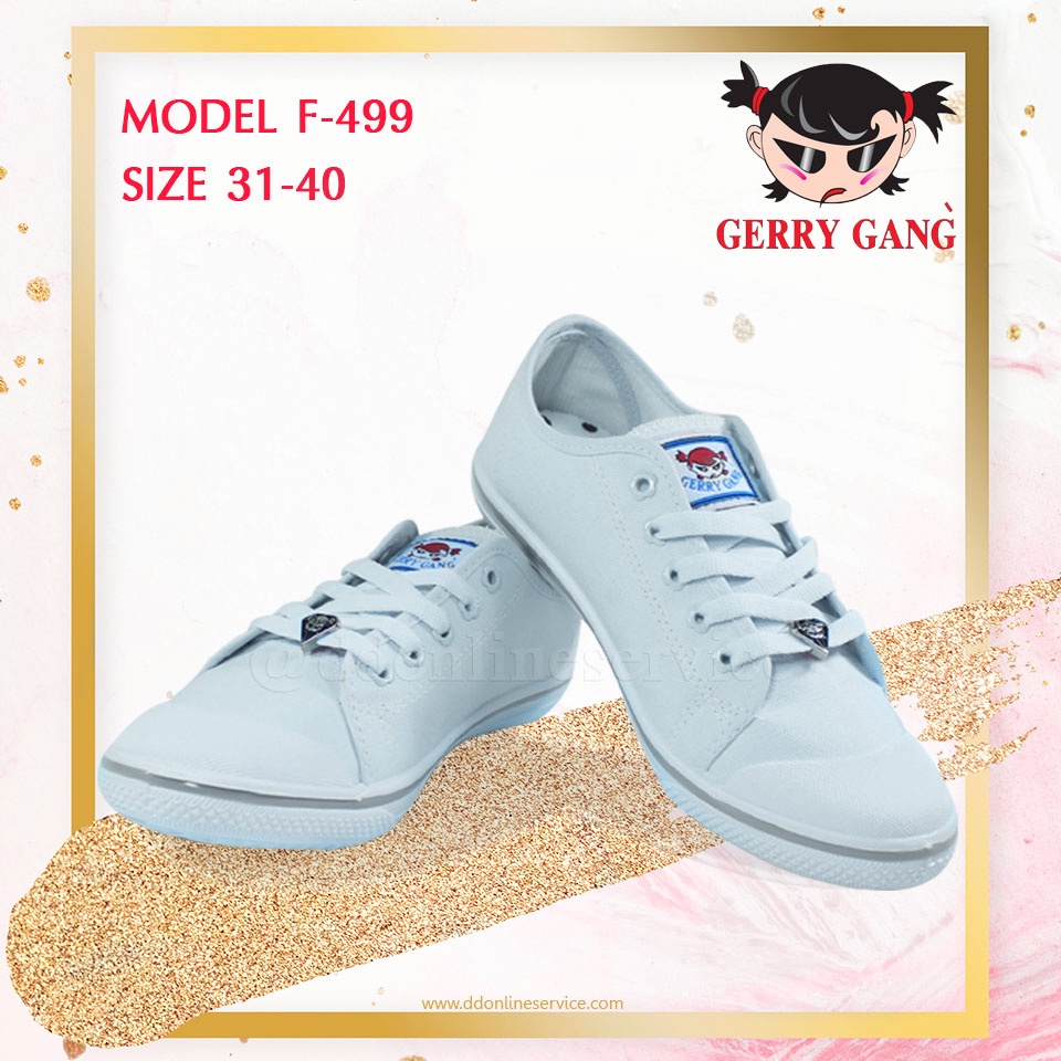 Gerry Gang รองเท้านักเรียน รองเท้านักเรียนสีขาว ผูกเชือกผู้หญิง รุ่นF ...